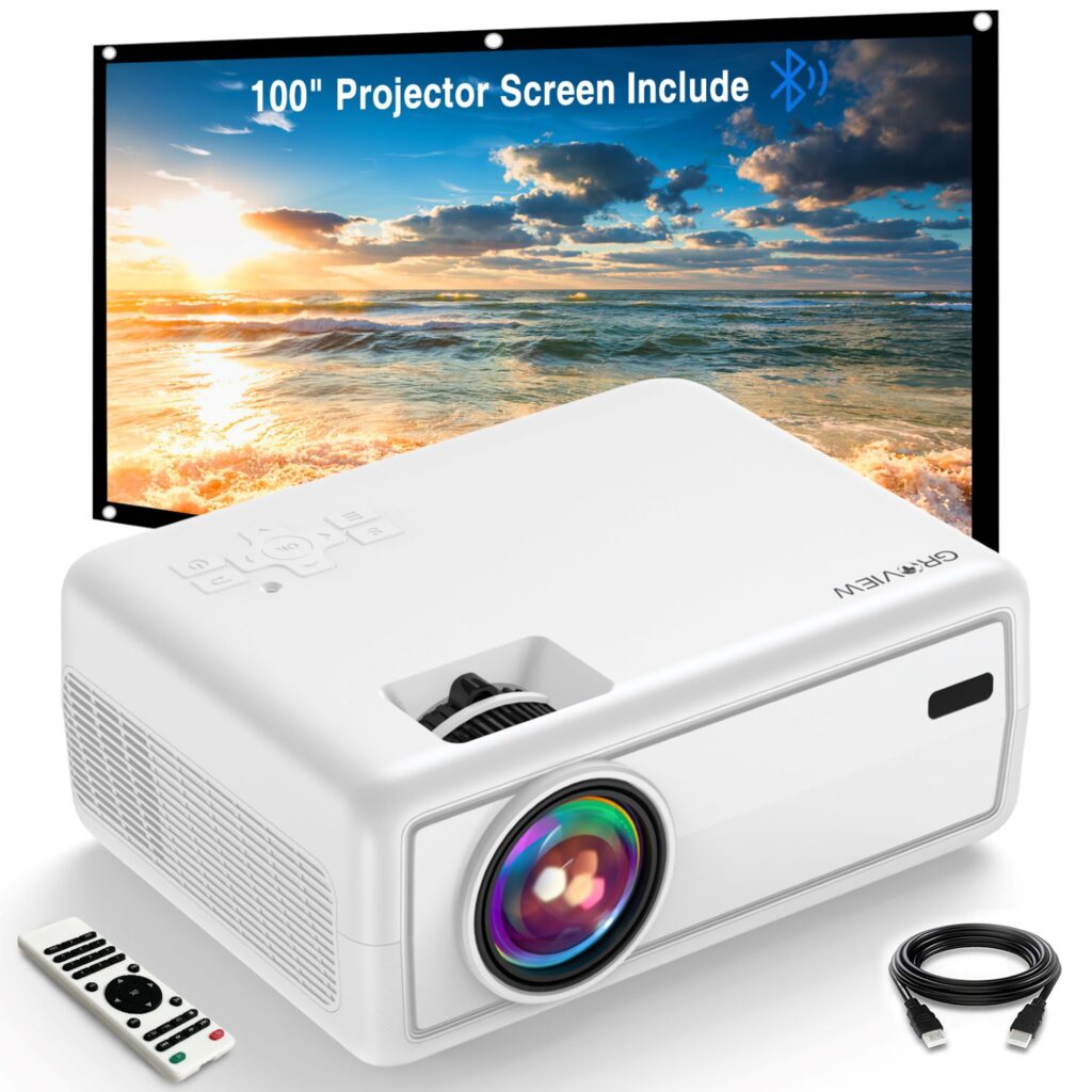 Mini Projector, Home Theater Projector with 100” Projector Screen ...